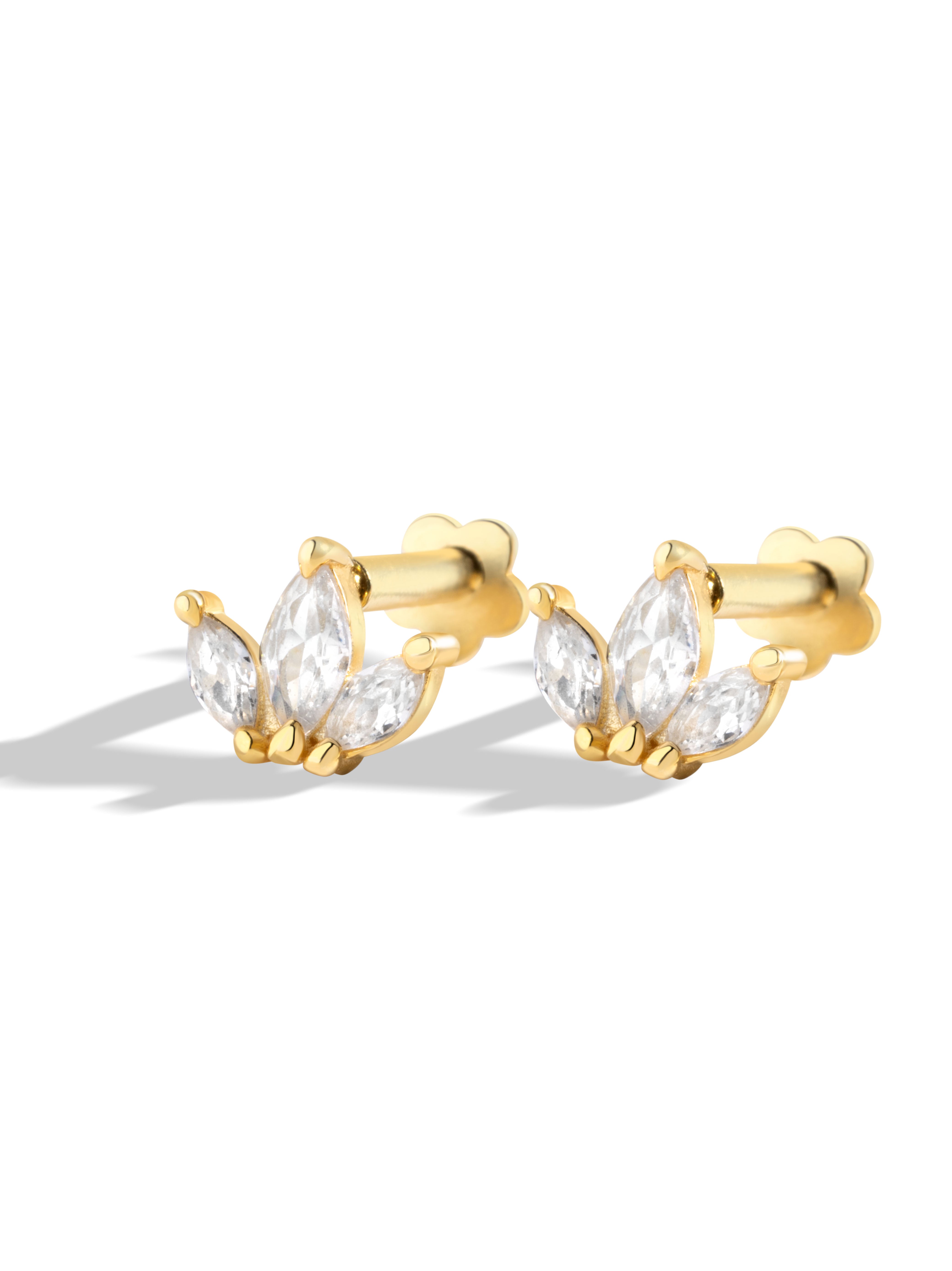 Golden Lotus Flat Back Screw Stud - Pure Silver Earrings - Most Loved ...